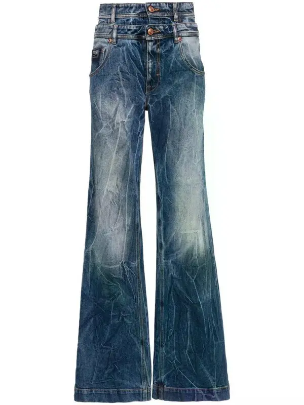 Versace Double Waist Wide-leg Jeans - Blue