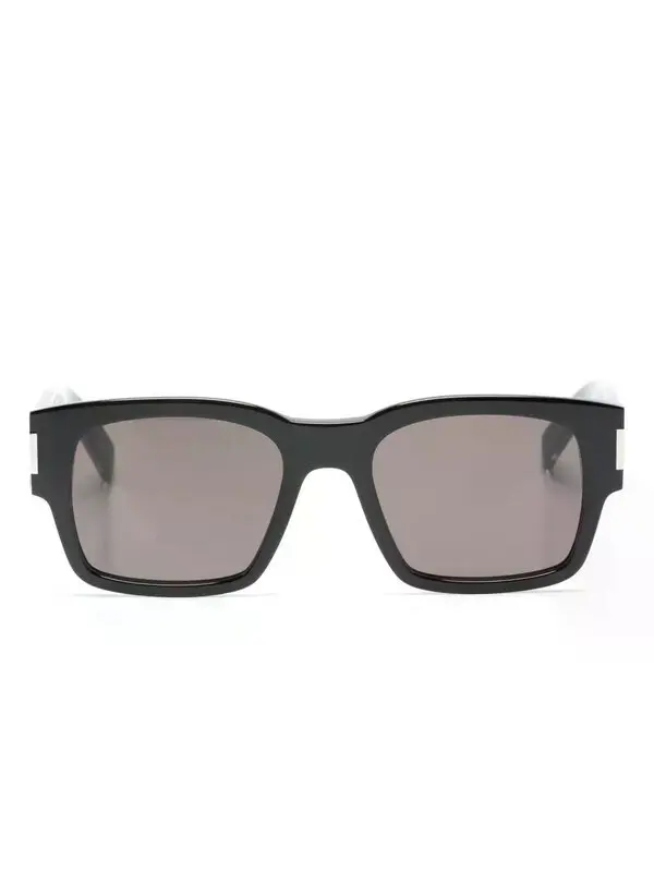 Saint Laurent Logo-engraved Square-frame Sunglasses - Black