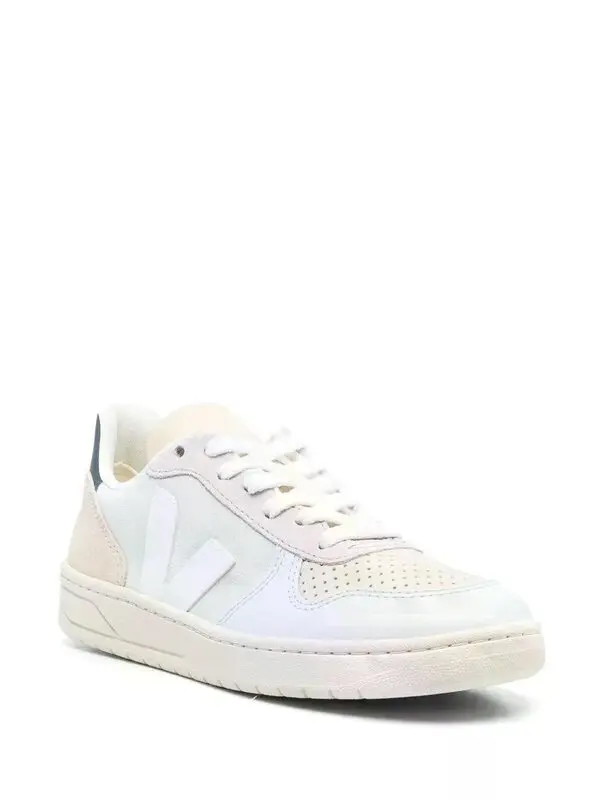 VEJA V-10 Suede Panel Sneakers - Green
