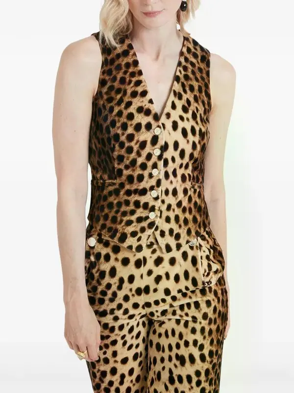 TEMPERLEY LONDON Nemera Leopard Print Cropped Waistcoat