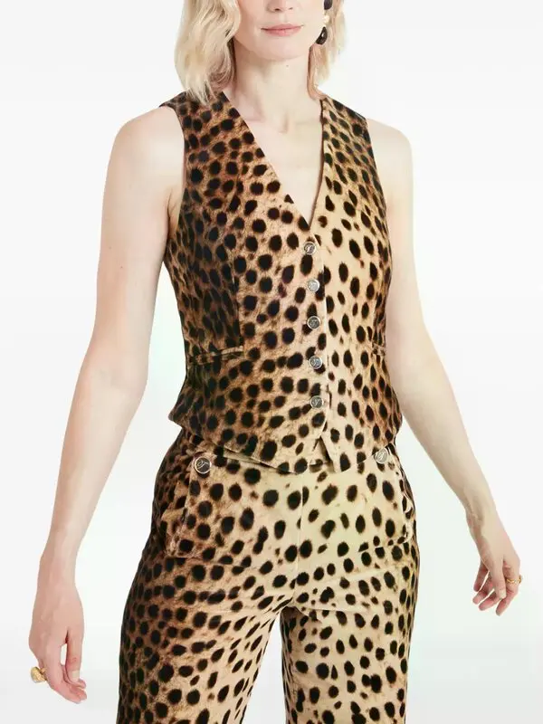 TEMPERLEY LONDON Nemera Leopard Print Cropped Waistcoat