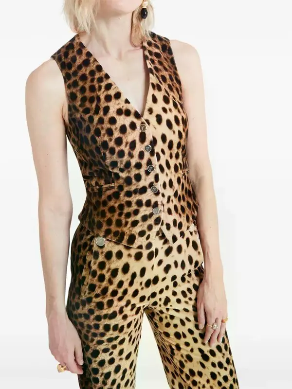 TEMPERLEY LONDON Nemera Leopard Print Cropped Waistcoat