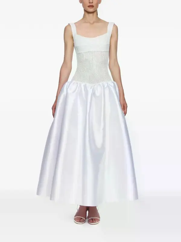 ATU BODY COUTURE Corset Detail Flared Midi Gown - White