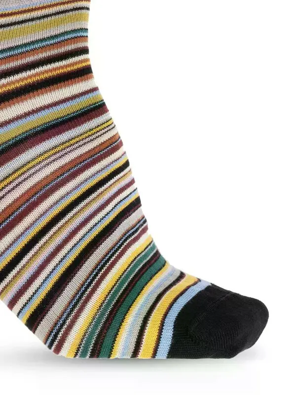 Paul Smith Three-pair Striped Cotton Socks - Black