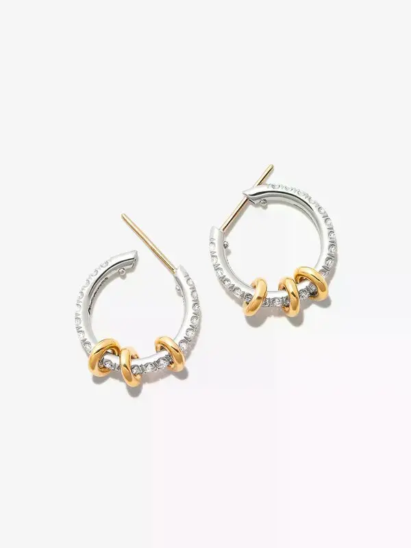 SPINELLI KILCOLLIN 18kt White And Yellow Gold Diamond Hoop Earrings - Silver