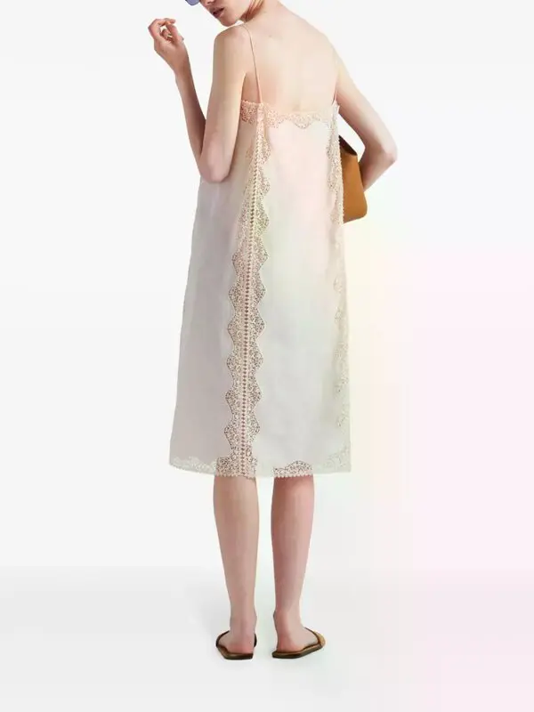 Prada Lace-trimmed Linen Midi Dress