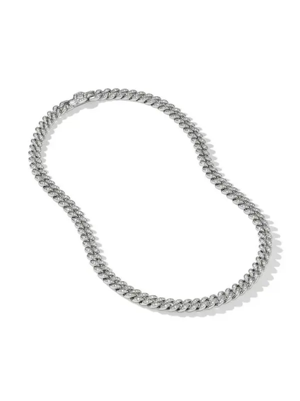 David Yurman Sterling Diamond Curb Chain Necklace