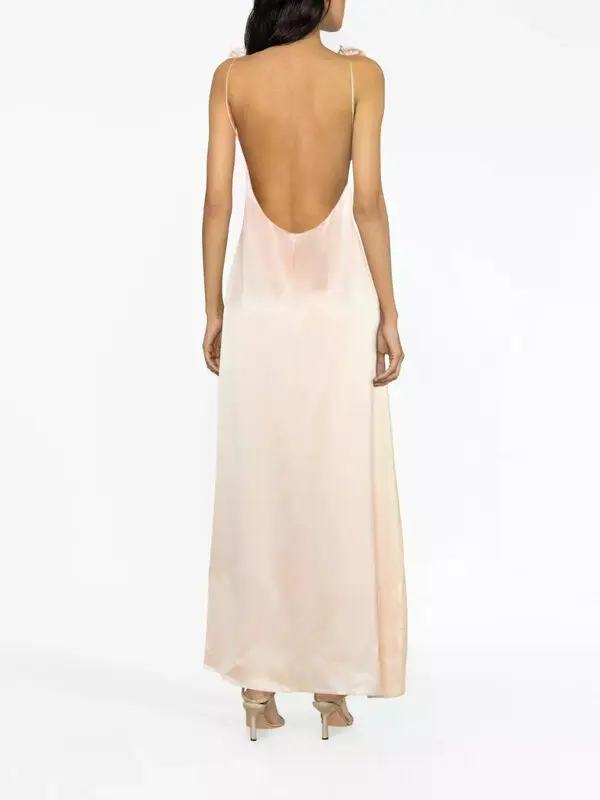 Magda Butrym Silk Maxi Dress With Floral Appliqu
