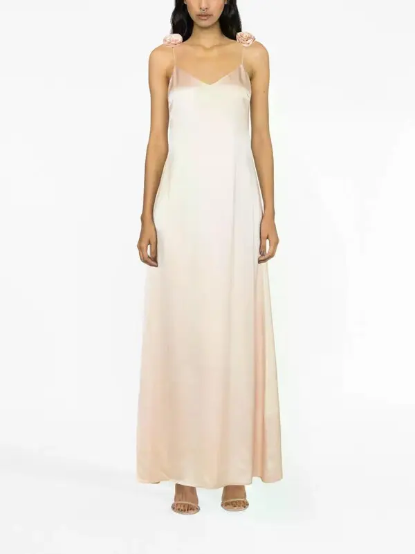 Magda Butrym Silk Maxi Dress With Floral Appliqu