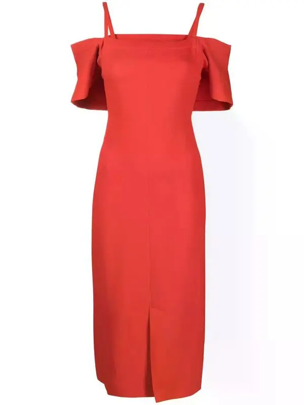 Victoria Beckham Off-shoulder Midi Dress - Red