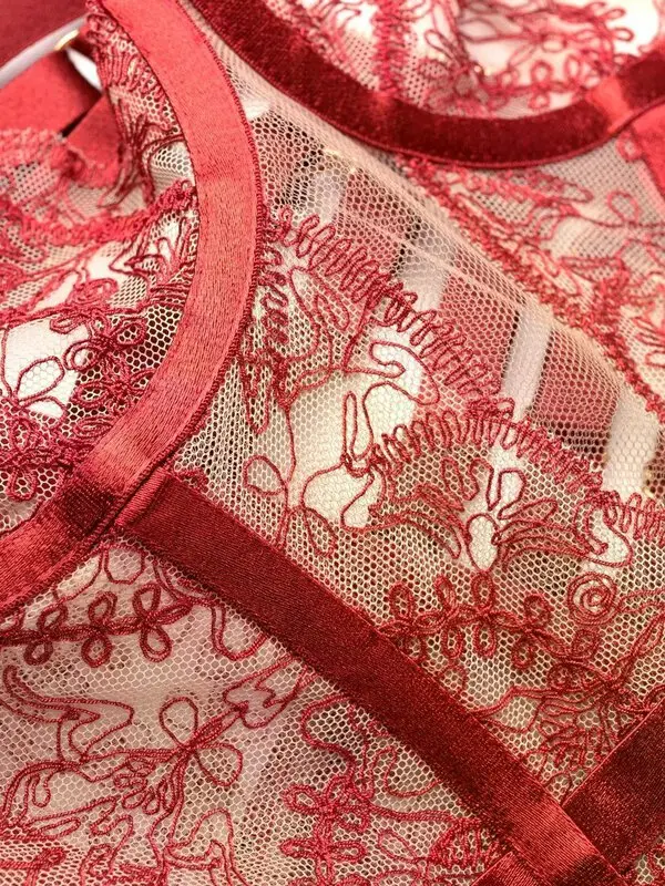 BORDELLE Cymatic Basque Corset Bra - Red