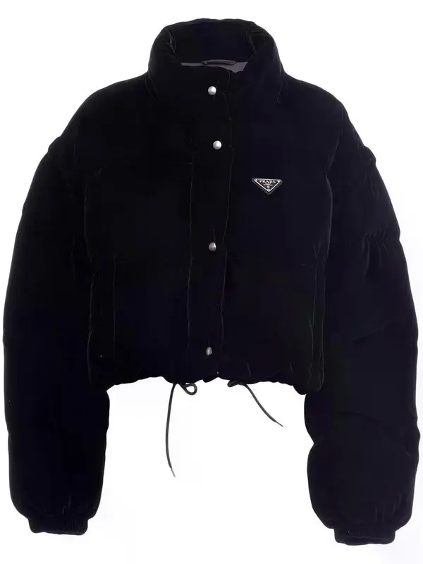 Prada Velvet Down Jacket With Removable Sleeves - Black
