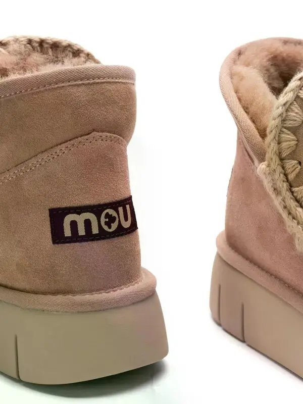 Mou Suede Ankle Boots With Shearling Lining - Neutrals