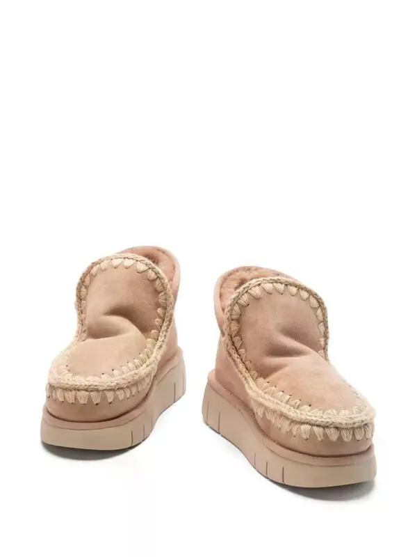 Mou Suede Ankle Boots With Shearling Lining - Neutrals