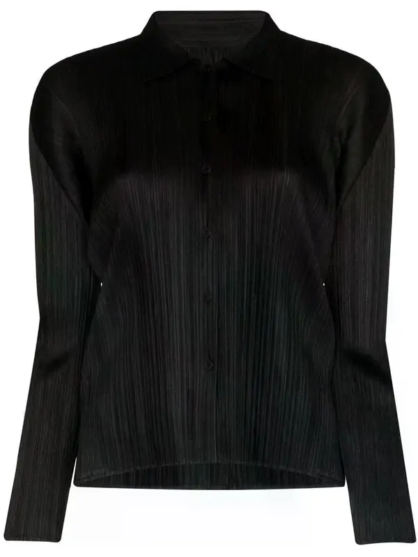 Issey Miyake Pleated Button-down Shirt - Black