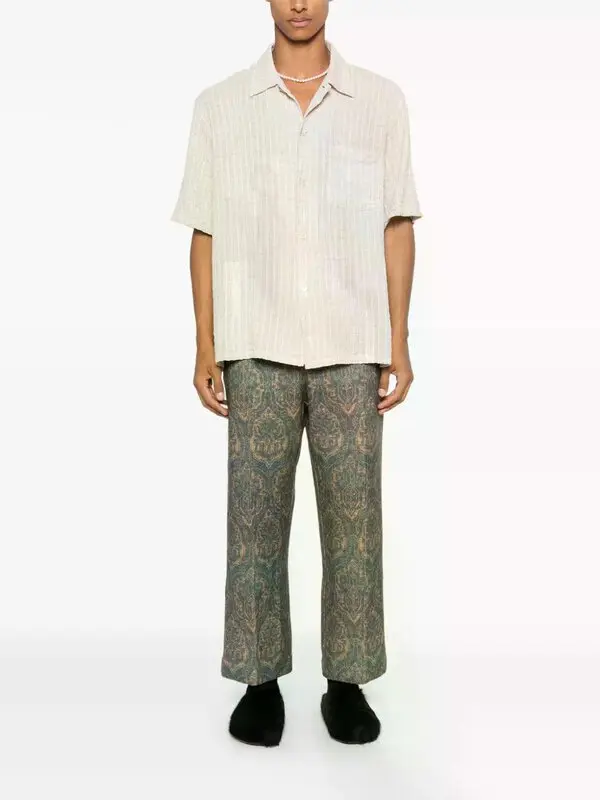 PIERRE-LOUIS MASCIA Graphic Print Wool Flannel Trousers
