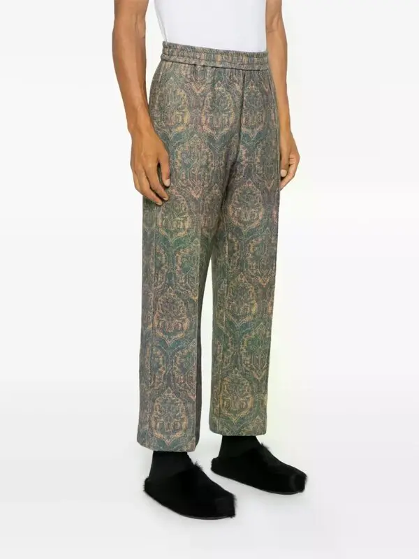PIERRE-LOUIS MASCIA Graphic Print Wool Flannel Trousers