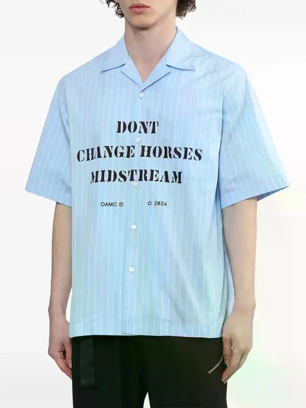 OAMC Striped Slogan-print Shirt