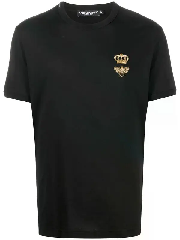Dolce & Gabbana Embroidered Cotton T-shirt - Black