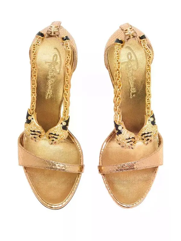Roberto Cavalli Embellished Jewel Tigers Heeled Sandals