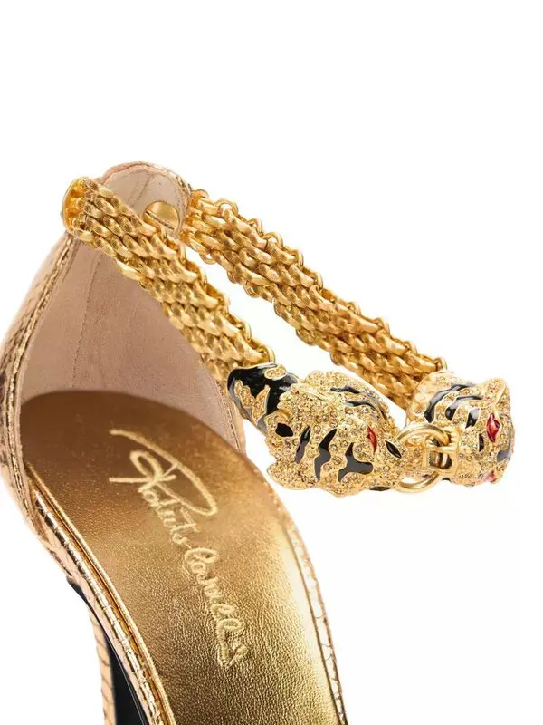 Roberto Cavalli Embellished Jewel Tigers Heeled Sandals
