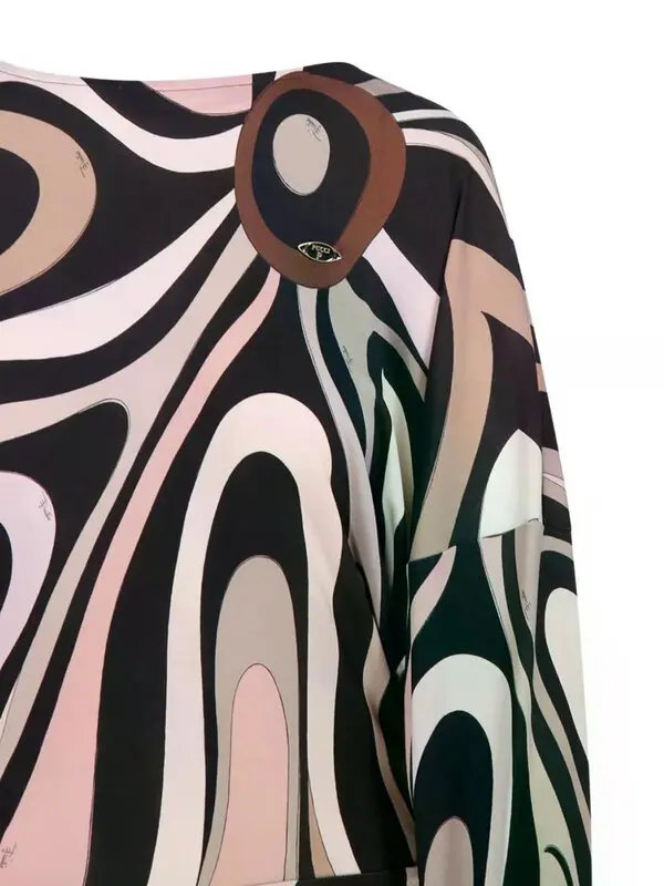Emilio Pucci Marmo-print Plunging V-neck Long Sleeve Bodysuit