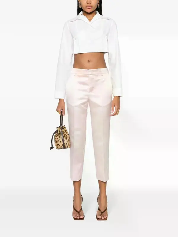 Philosophy Di Lorenzo Serafini Cropped Tapered Trousers In Powder Duchess Satin