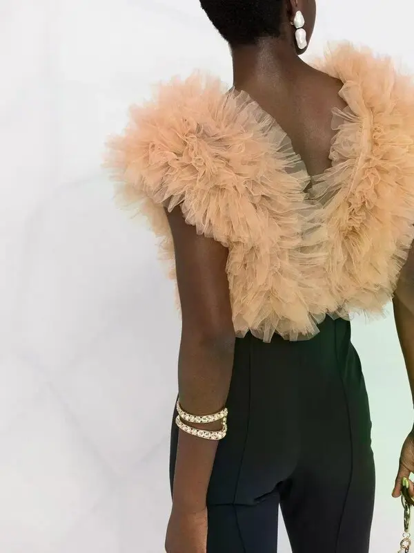 Alchemy Fashions X Lia Aram Organza Ruffle Bodysuit - Neutrals