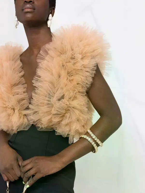 Alchemy Fashions X Lia Aram Organza Ruffle Bodysuit - Neutrals