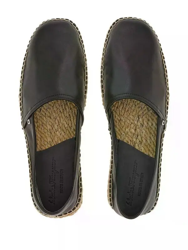 FERRAGAMO Gancini Buckle Leather Espadrilles