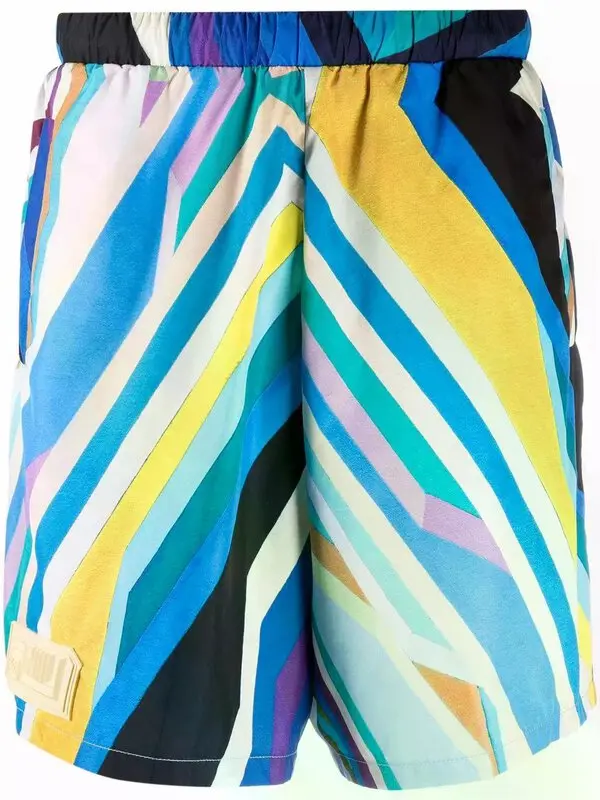 DOMENICO FORMICHETTI Stripe-print High-waisted Shorts - Blue