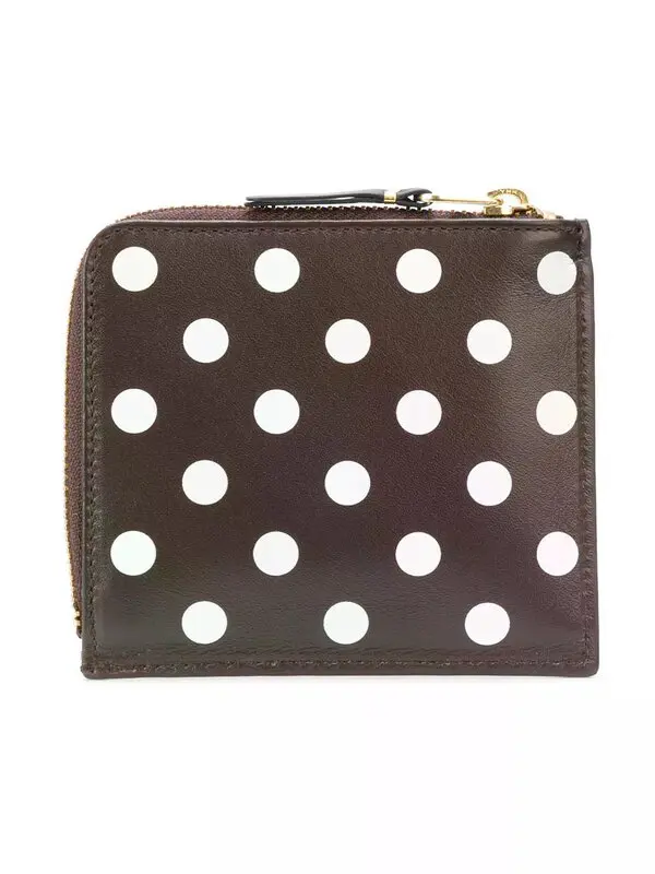 Comme Des Garçons Polka Dot Zipped Wallet - Brown
