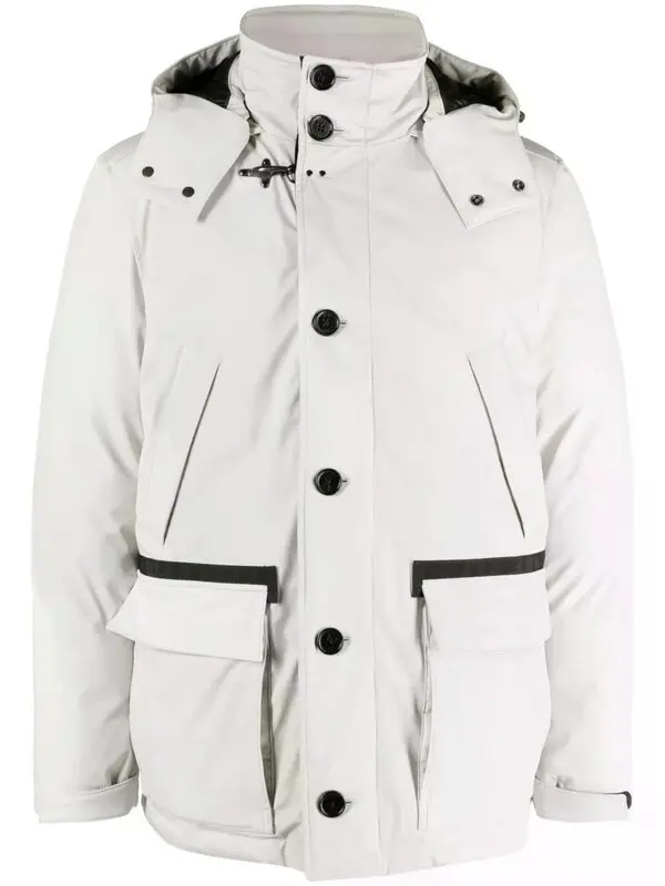FAY Feather Down Hooded Jacket - Neutrals