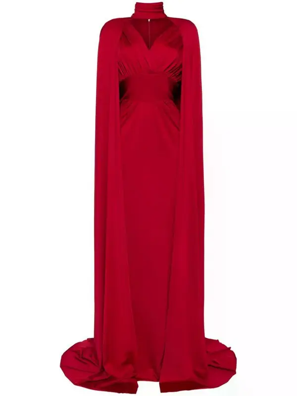 SAIID KOBEISY Jersey Cape Dress - Red