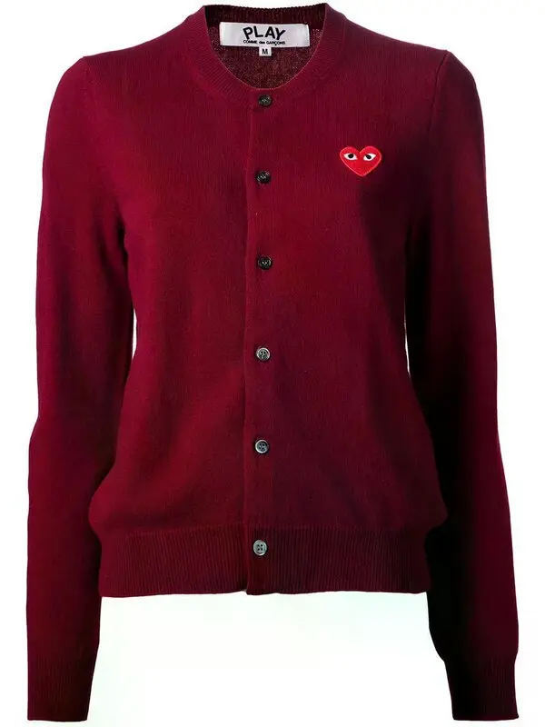 Play Comme Des Garcon Basic Cardigan - Red