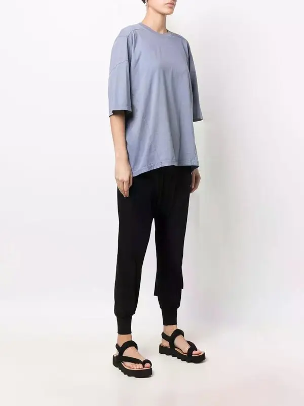 Rick Owens Cotton T-shirt With Drop Shoulder And Strap Detail