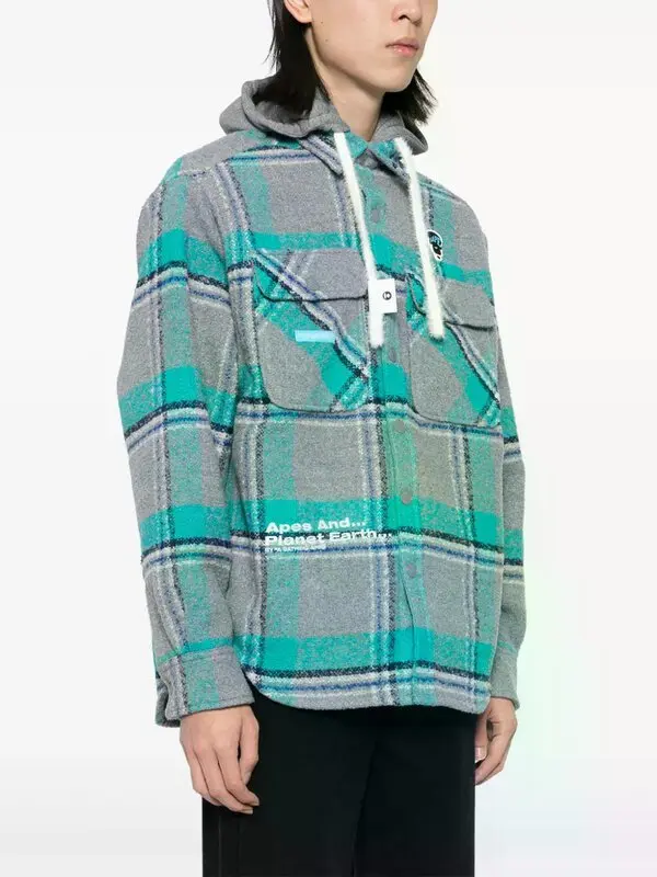 AAPE BY *A BATHING APE Check-pattern Hooded Jacket - Grey