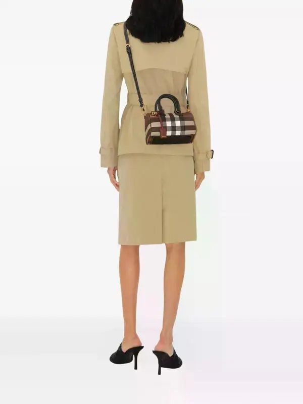 Burberry Mini Check Padlock Tote Bag - Brown
