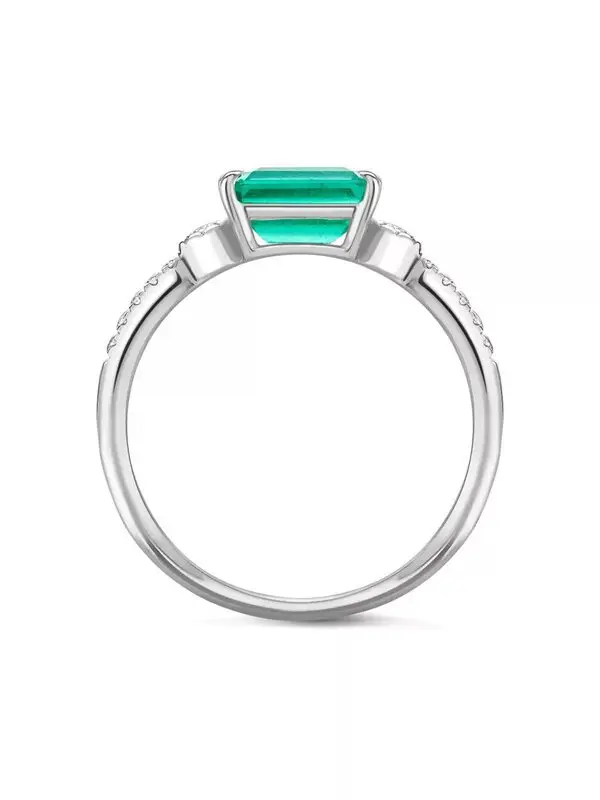 DINNY HALL 14k White Gold Emerald And Diamond Ring