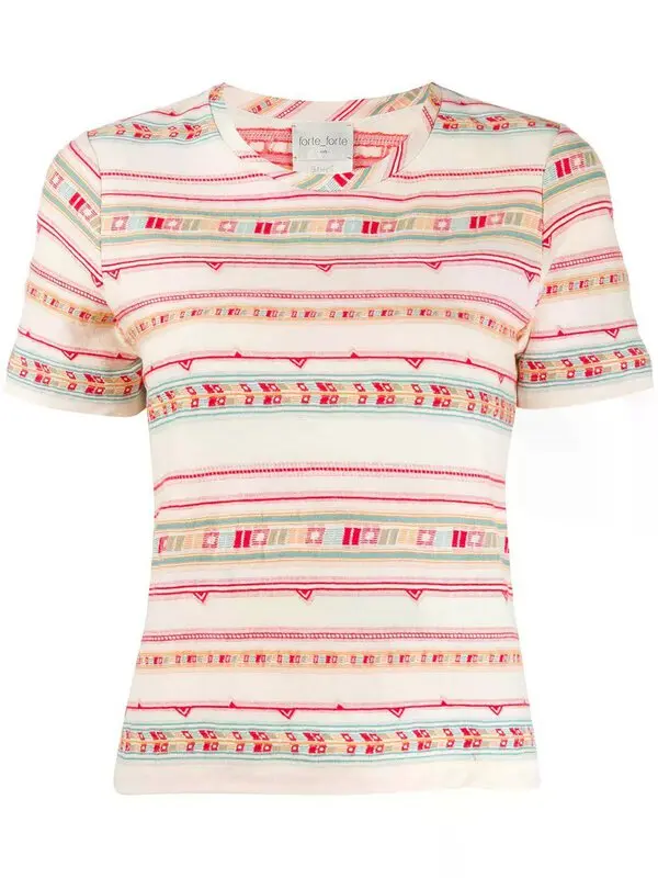 FORTE_FORTE Jacquard T-shirt - Neutrals