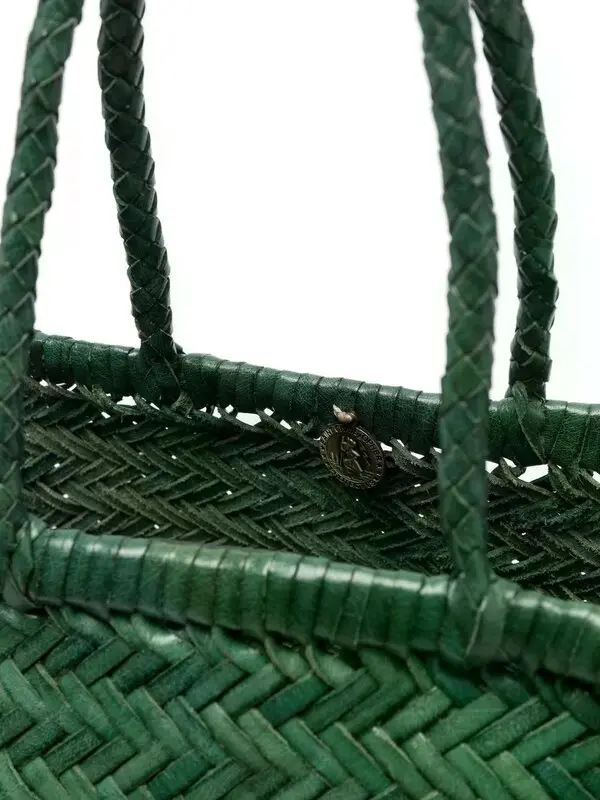 Dragon Diffusion Triple Jump Small Woven Leather Tote - Green