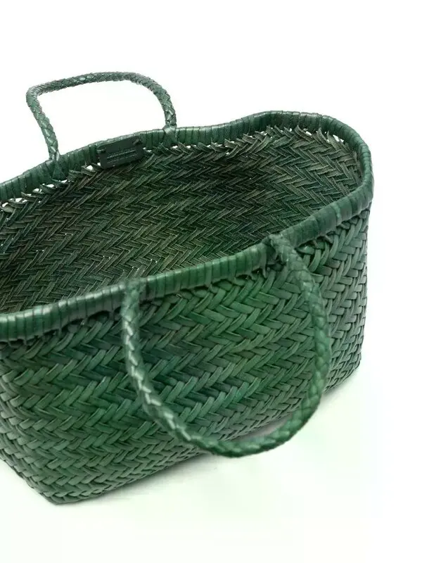 Dragon Diffusion Triple Jump Small Woven Leather Tote - Green