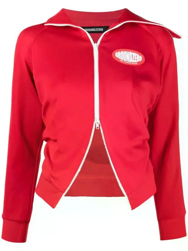 GROUND ZERO Logo-patch Zip-up Jacket - Red