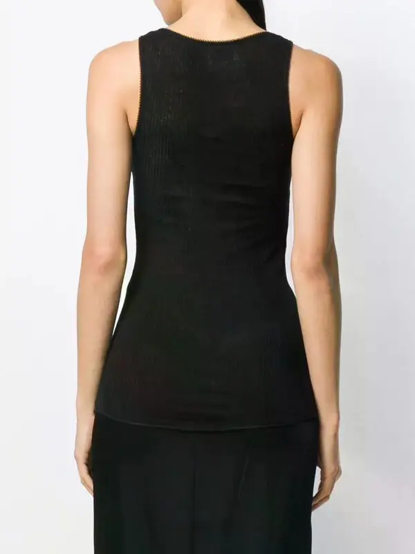 FORTE_FORTE Lace Panel Ribbed Tank Top