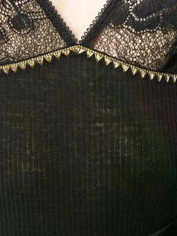 FORTE_FORTE Lace Panel Ribbed Tank Top
