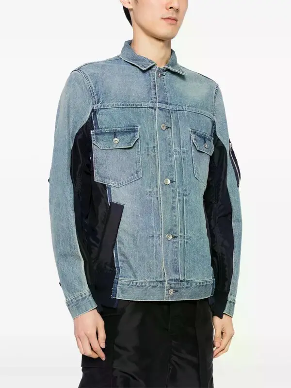 Sacai Panelled Denim Jacket - Blue