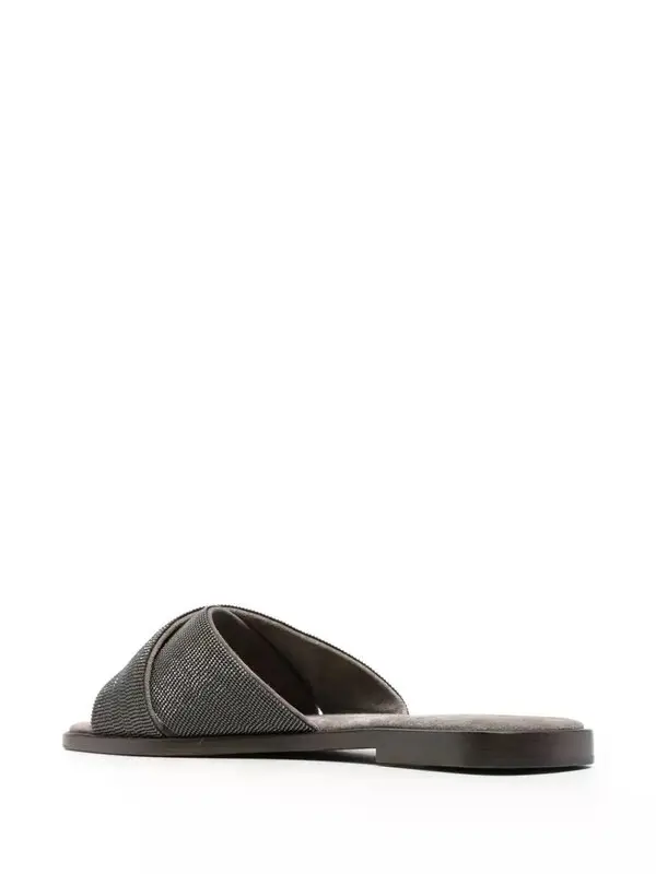 Brunello Cucinelli Monili Detail Crossover Strap Slides