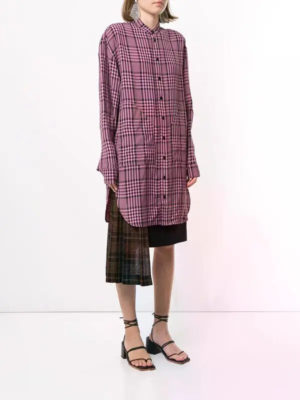 Colville Asymmetrical Hem Checked Shirt