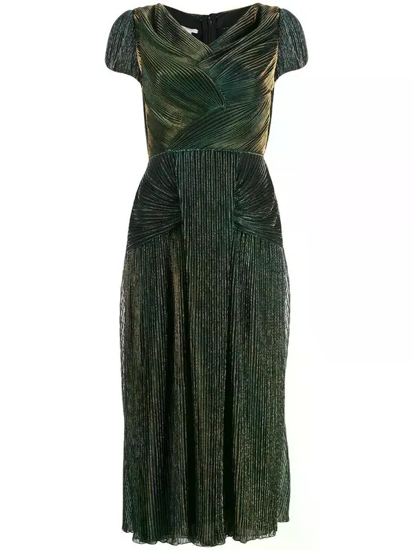 Marco De Vincenzo Pleated Metallic Evening Dress