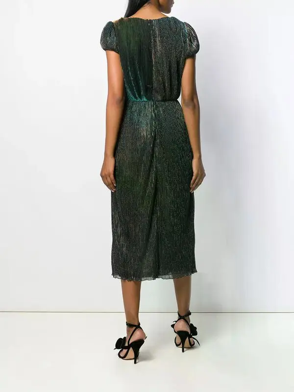 Marco De Vincenzo Pleated Metallic Evening Dress
